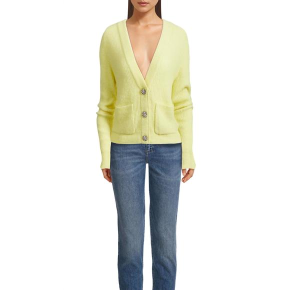 Ganni | Sweaters | New Ganni Jeweled Cardigan In Elfin Yellow | Poshmark